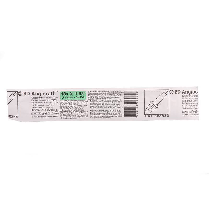 Cateter Intravenoso 18G Angiocath BD - Maconequi